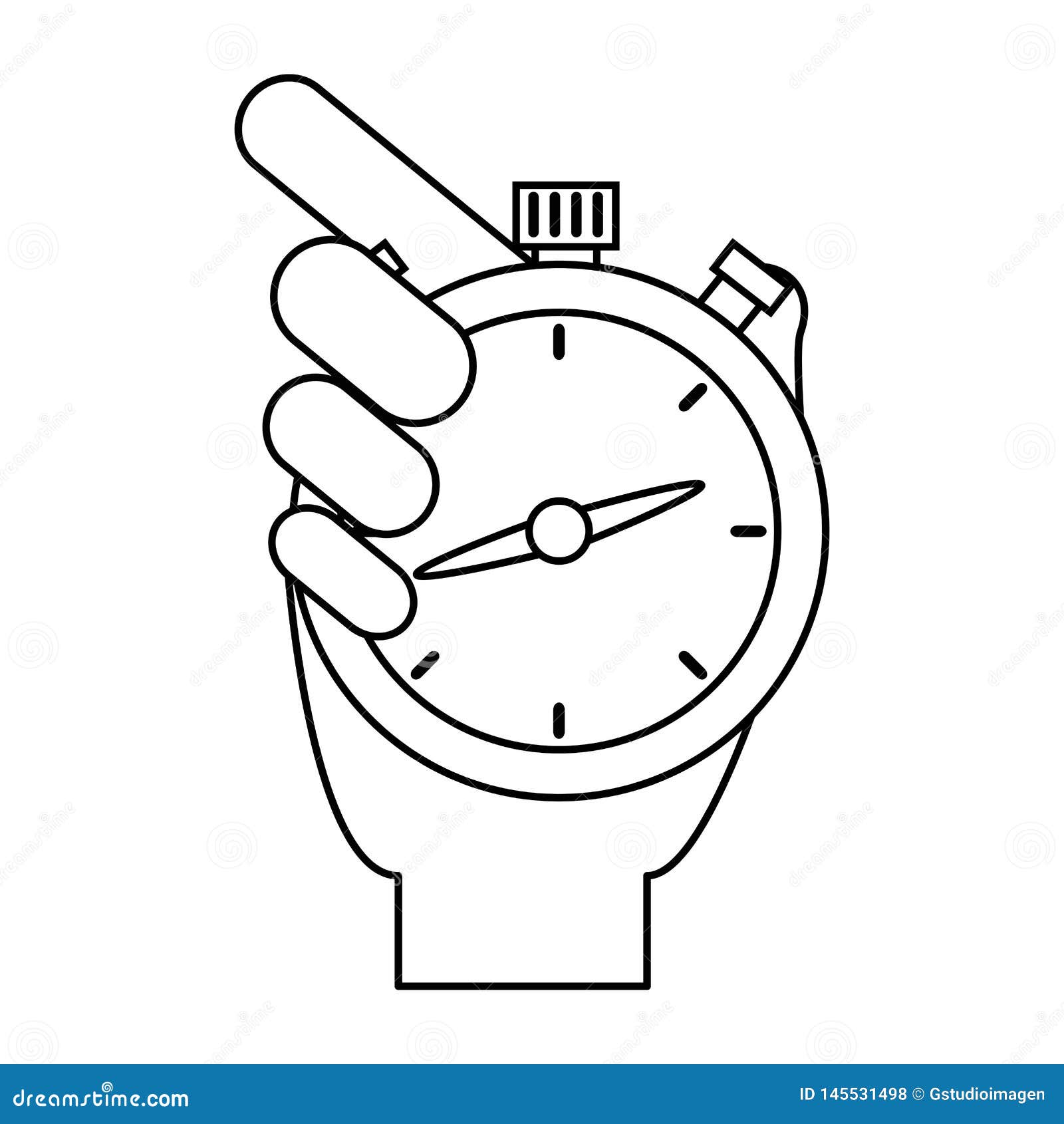 Hand with Chronometer Timer Stock Illustration - Illustration of person ...