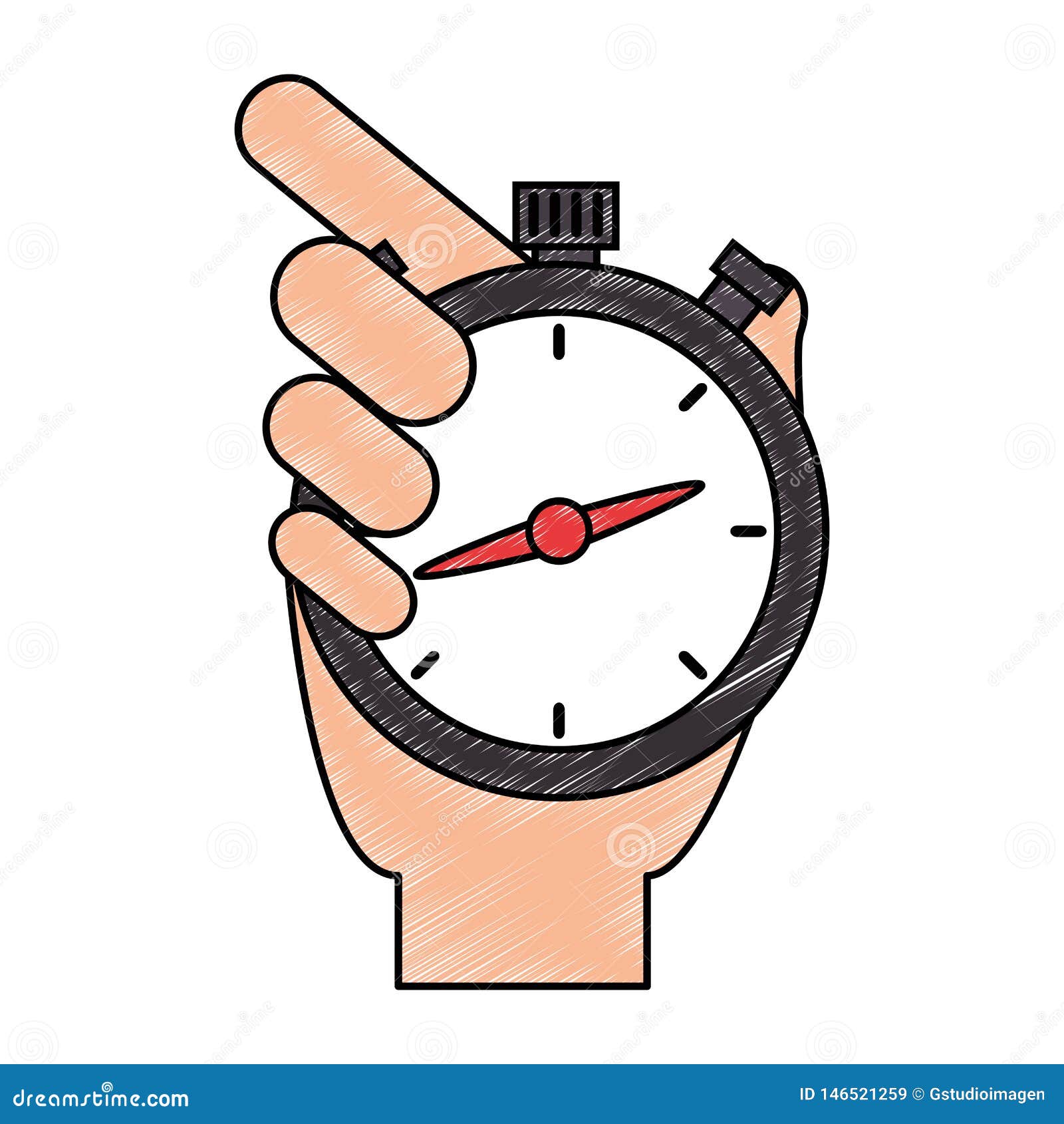 Hand with Chronometer Timer Stock Illustration - Illustration of ...