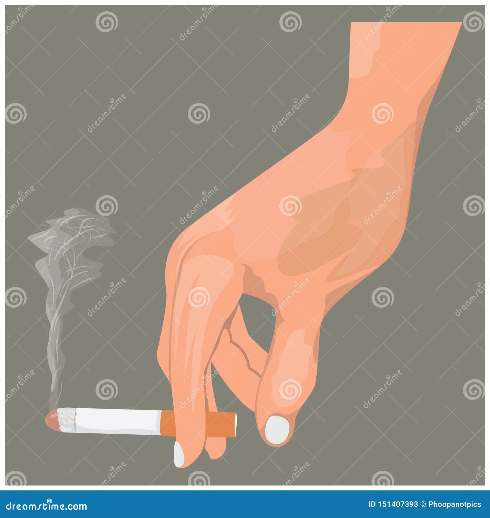 Hand with cigarette stock vector. Illustration of health - 151407393