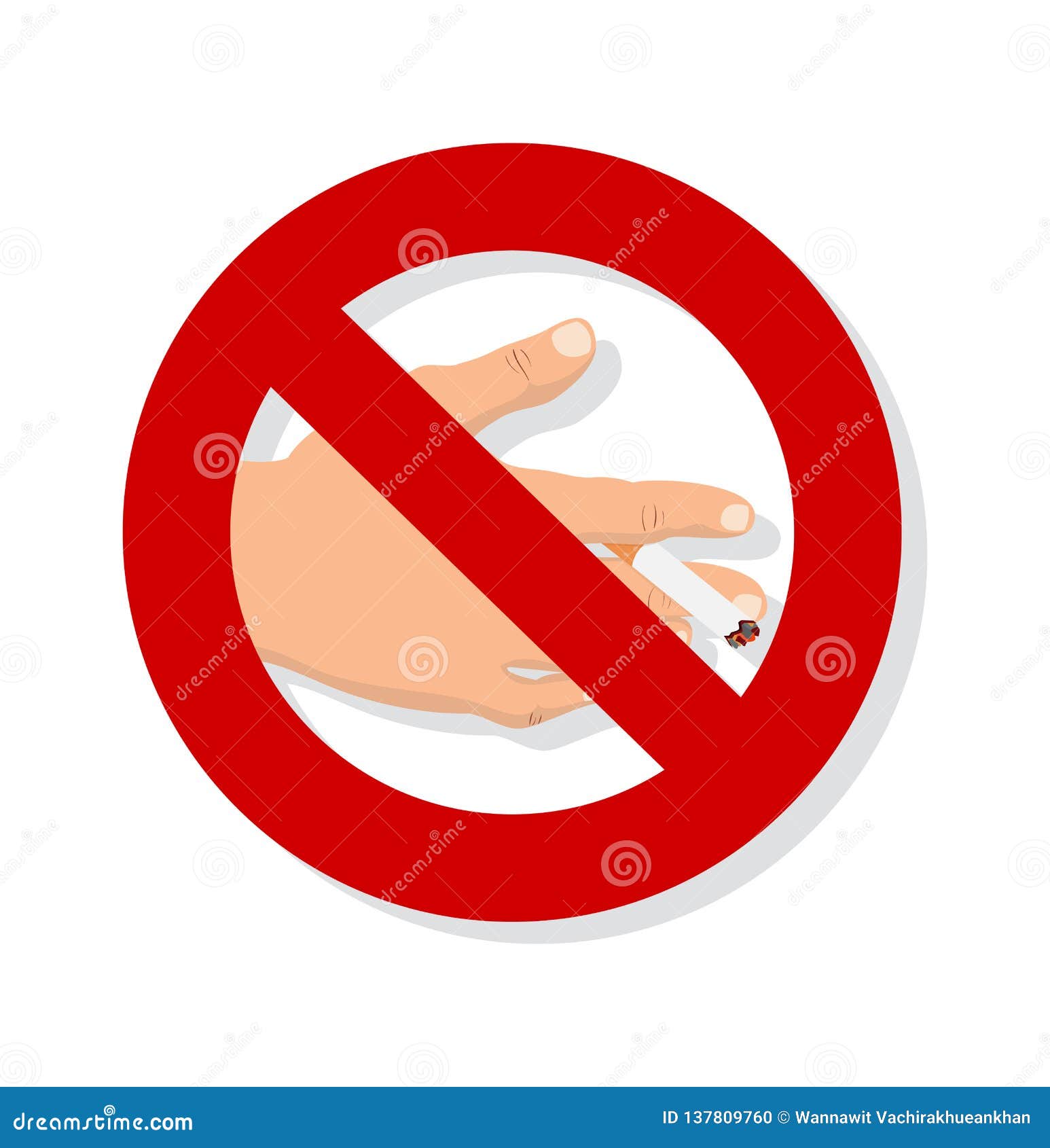 Hand Cigarette No Smoking Sign Stock Vector - Illustration of ...