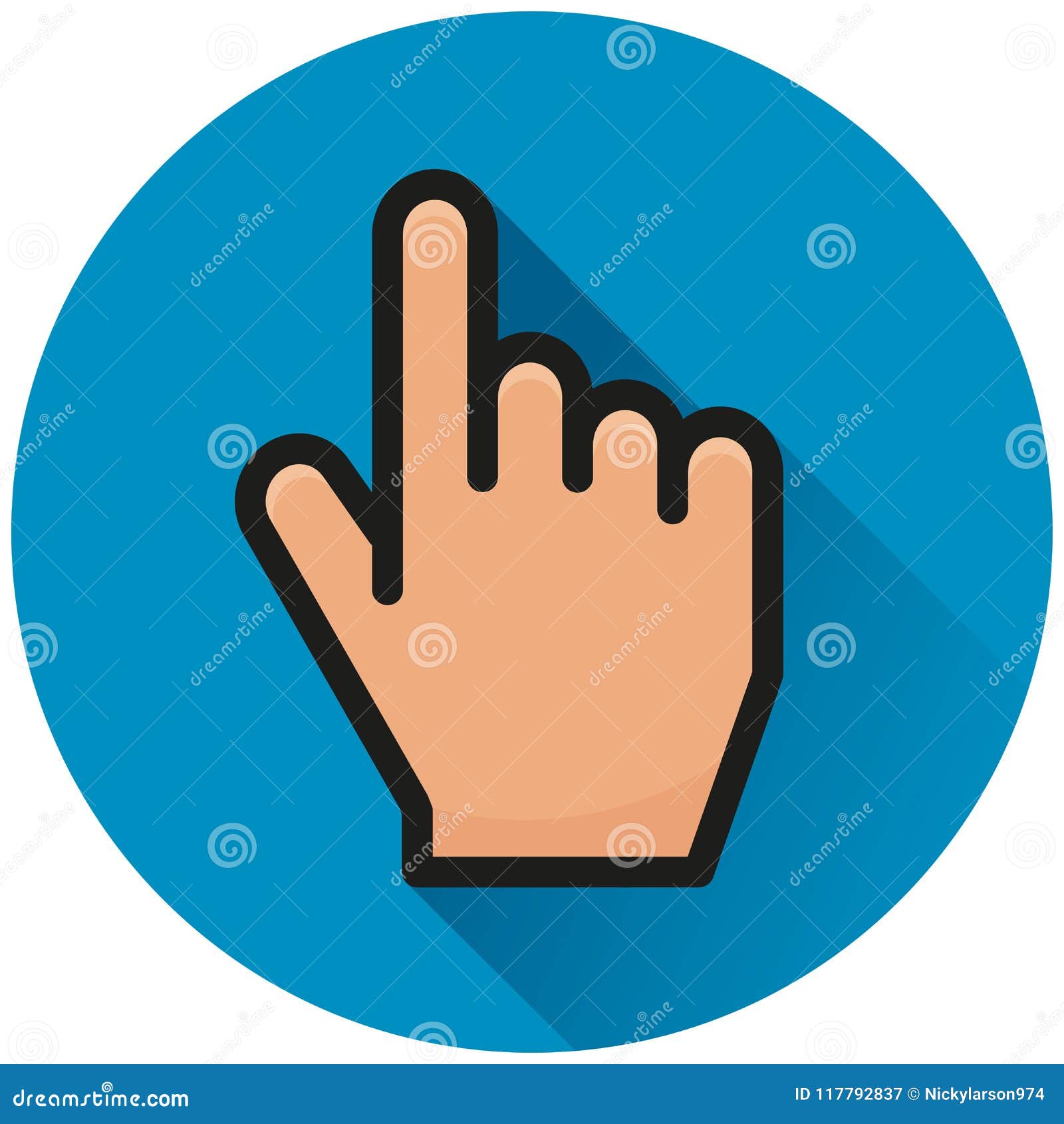 Hand circle blue flat icon stock vector. Illustration of choice - 117792837