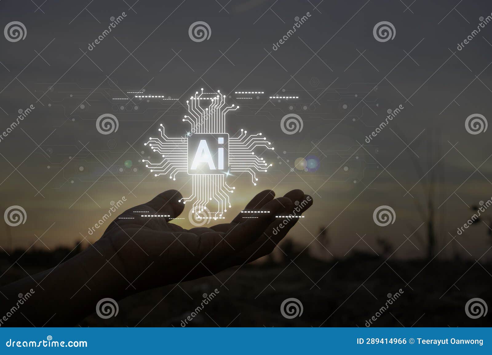 Hand and Circle Network Communication Technology for OpenAI Stock Photo ...