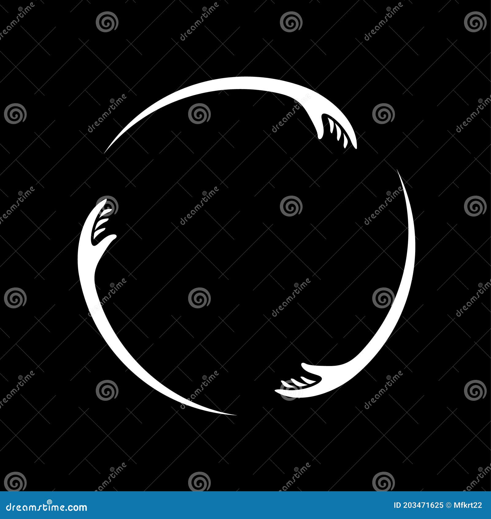 Hand Circle Vector Black and White Icon Abstract Stock Vector ...