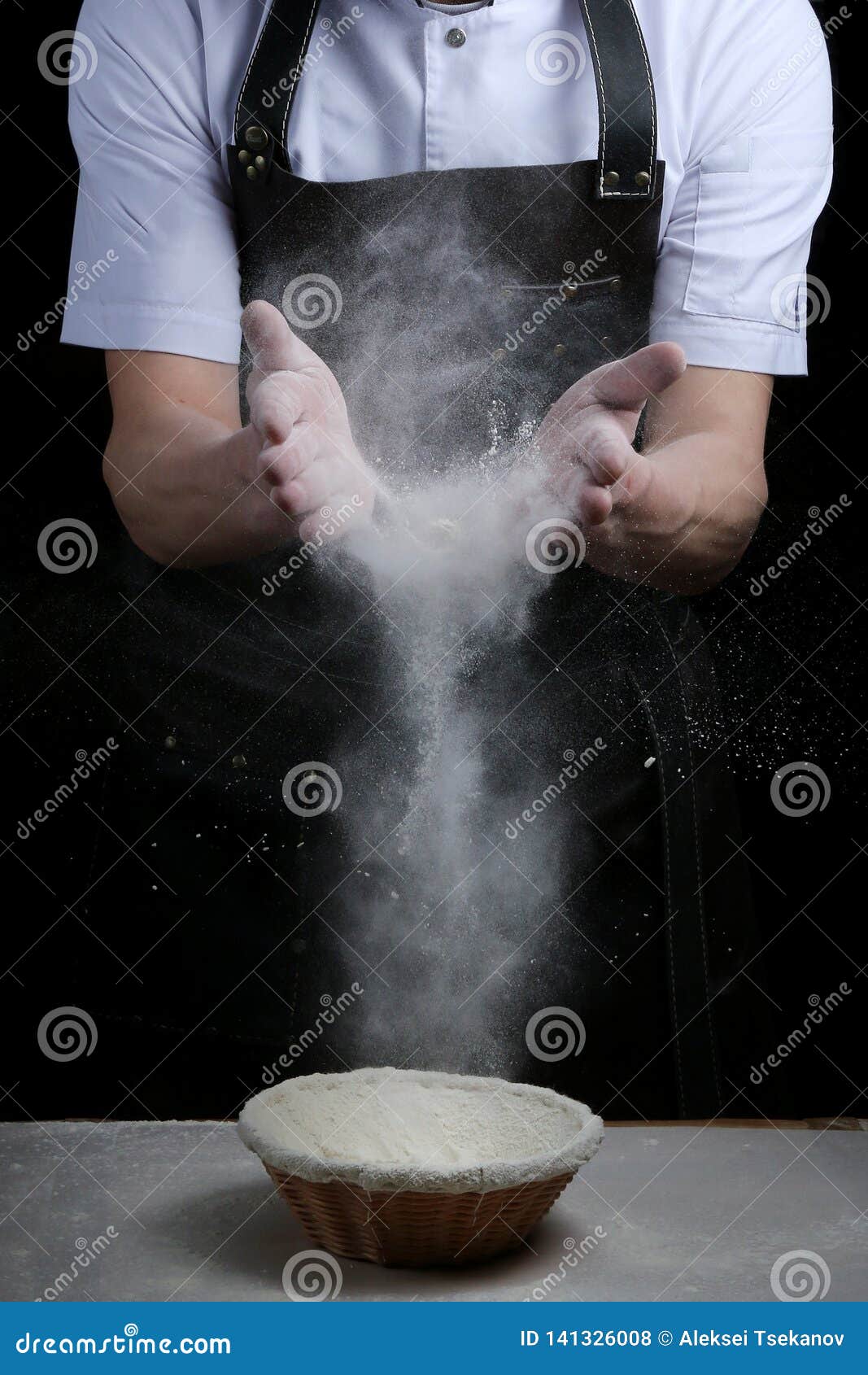 Hand Clap of Chef with Flour on Black Background Isolated Stock Photo ...