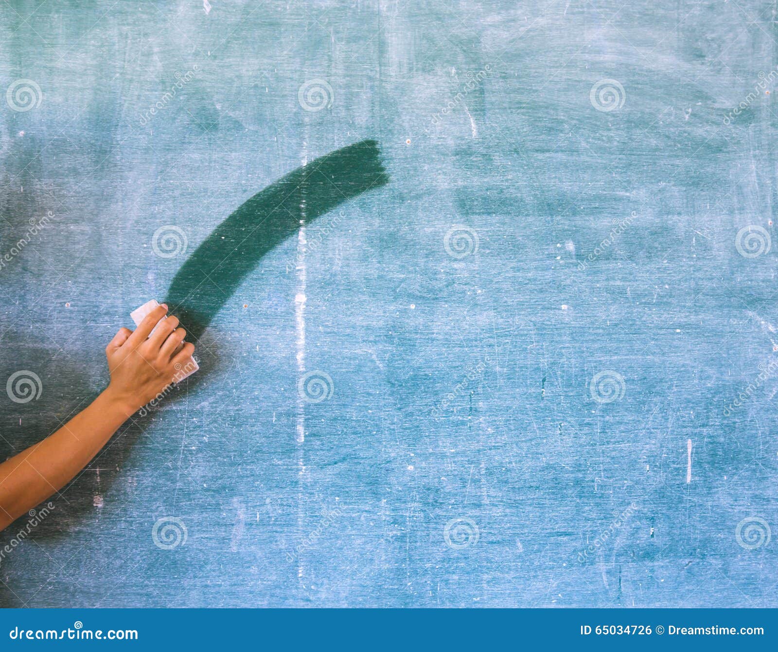 Hand Cleaning the Chalkboard Stock Photo - Image of blank, erasing ...