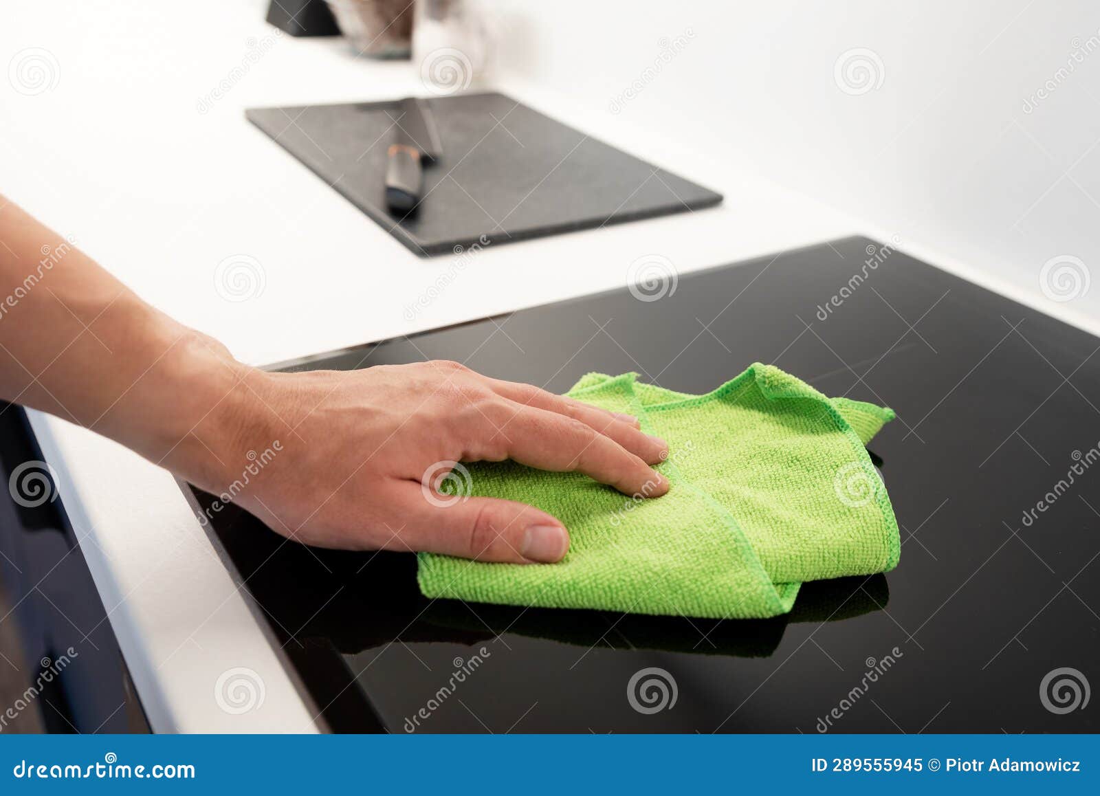 Hand Cleaning Induction Stove Stock Image - Image of horizontal ...