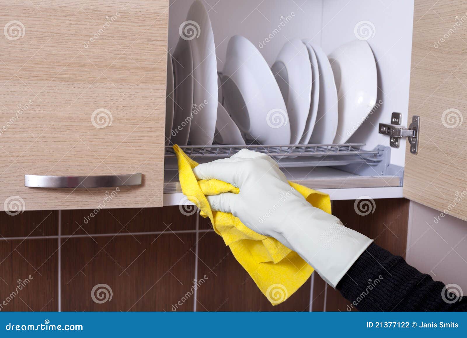 Hand Cleaning Kitchen Sideboard Stock Photo - Image of chores, washing ...
