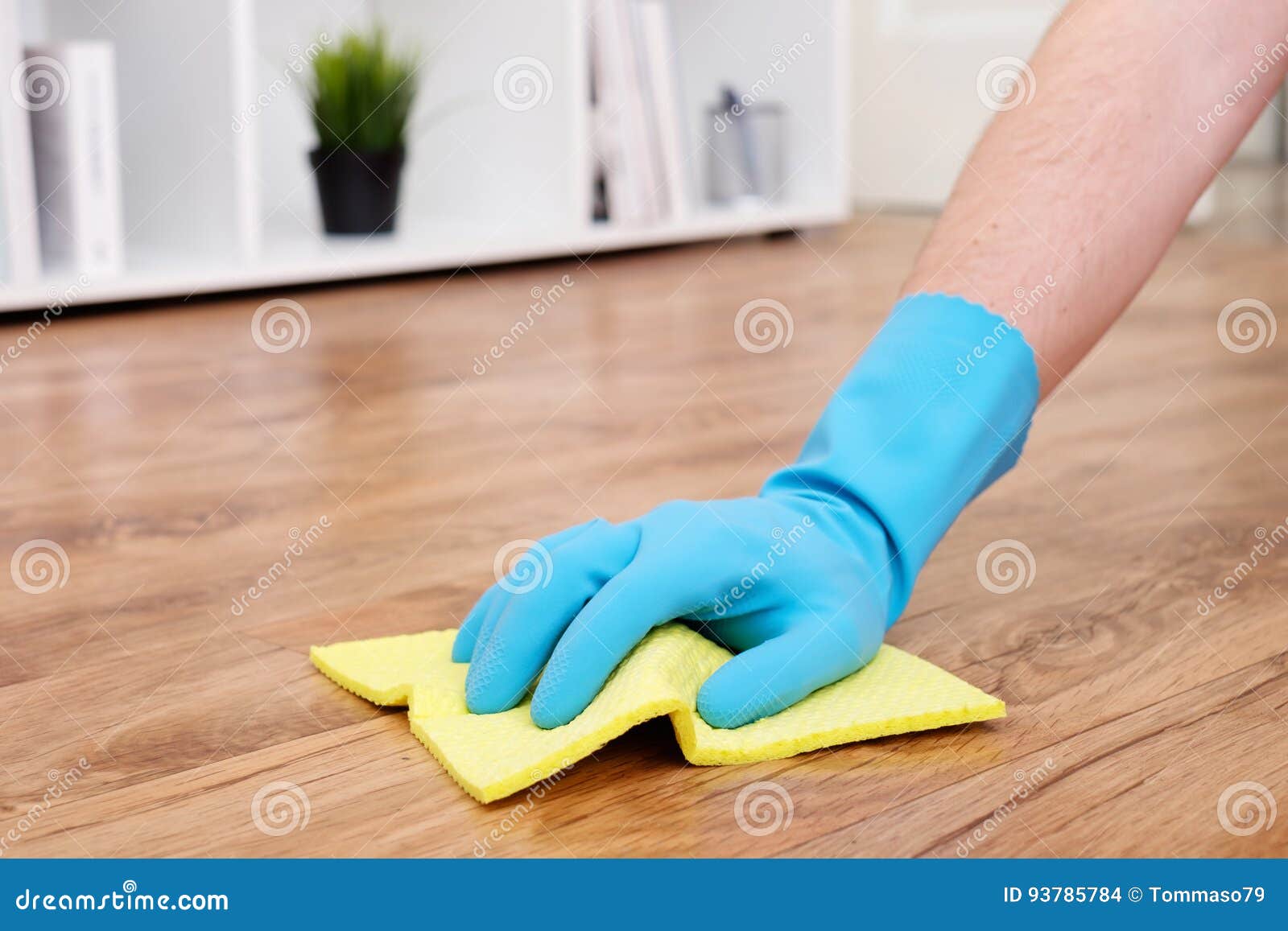 A Hand Cleaning a Parquet Floor with One Sponge Stock Photo - Image of ...