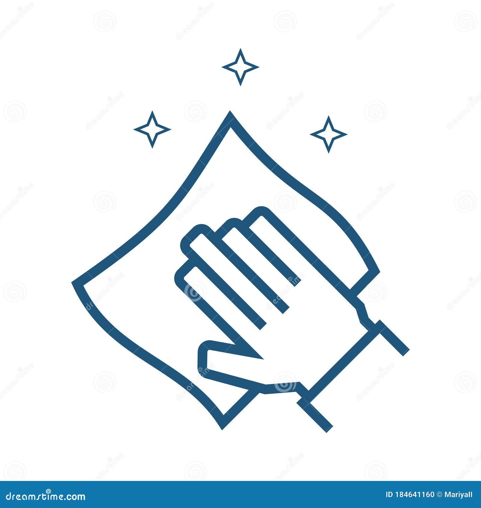 Hand Cleaning with Rag in Thin Line Style. Vector Symbol Stock Vector ...