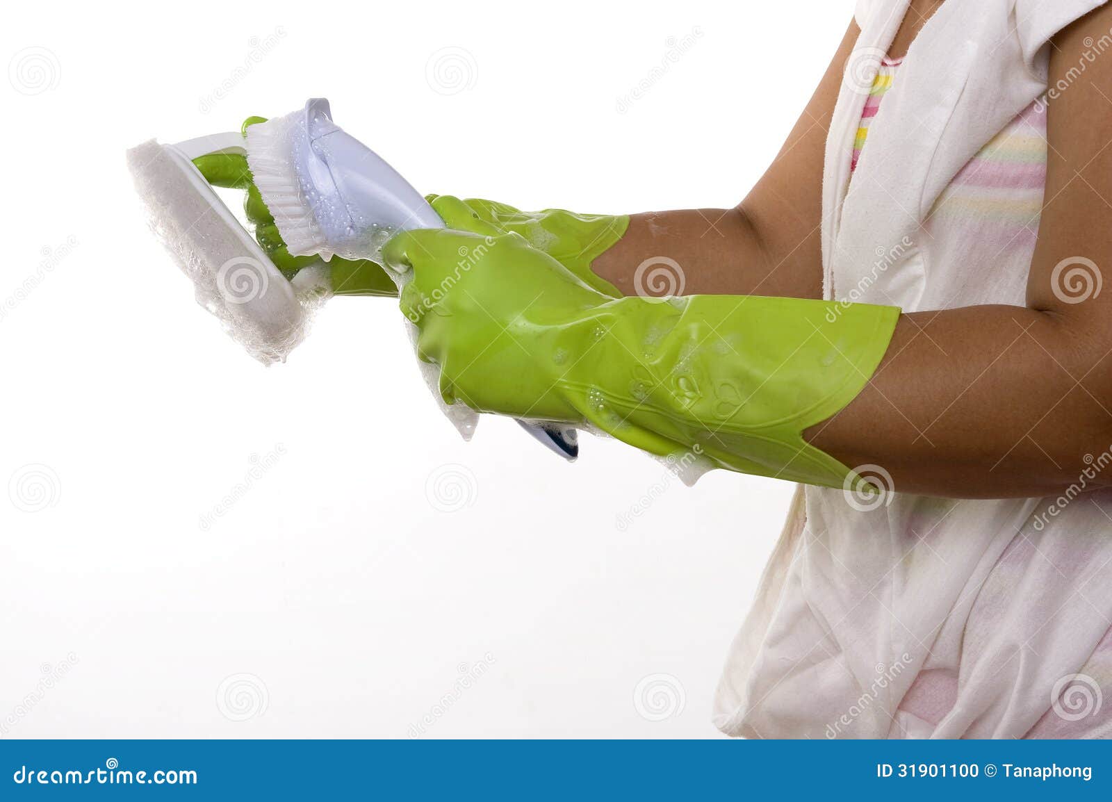 Hand with cleaning tools stock photo. Image of hold, action - 31901100