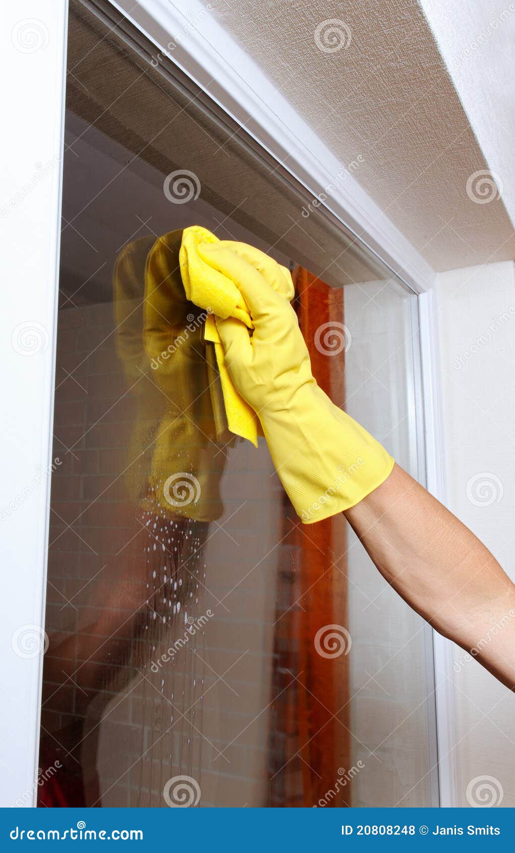 Hand cleaning window. stock photo. Image of working, washer - 20808248