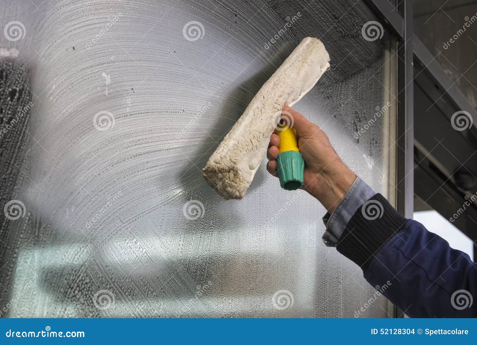 Hand Cleaning Window of a Building Stock Photo - Image of positive ...