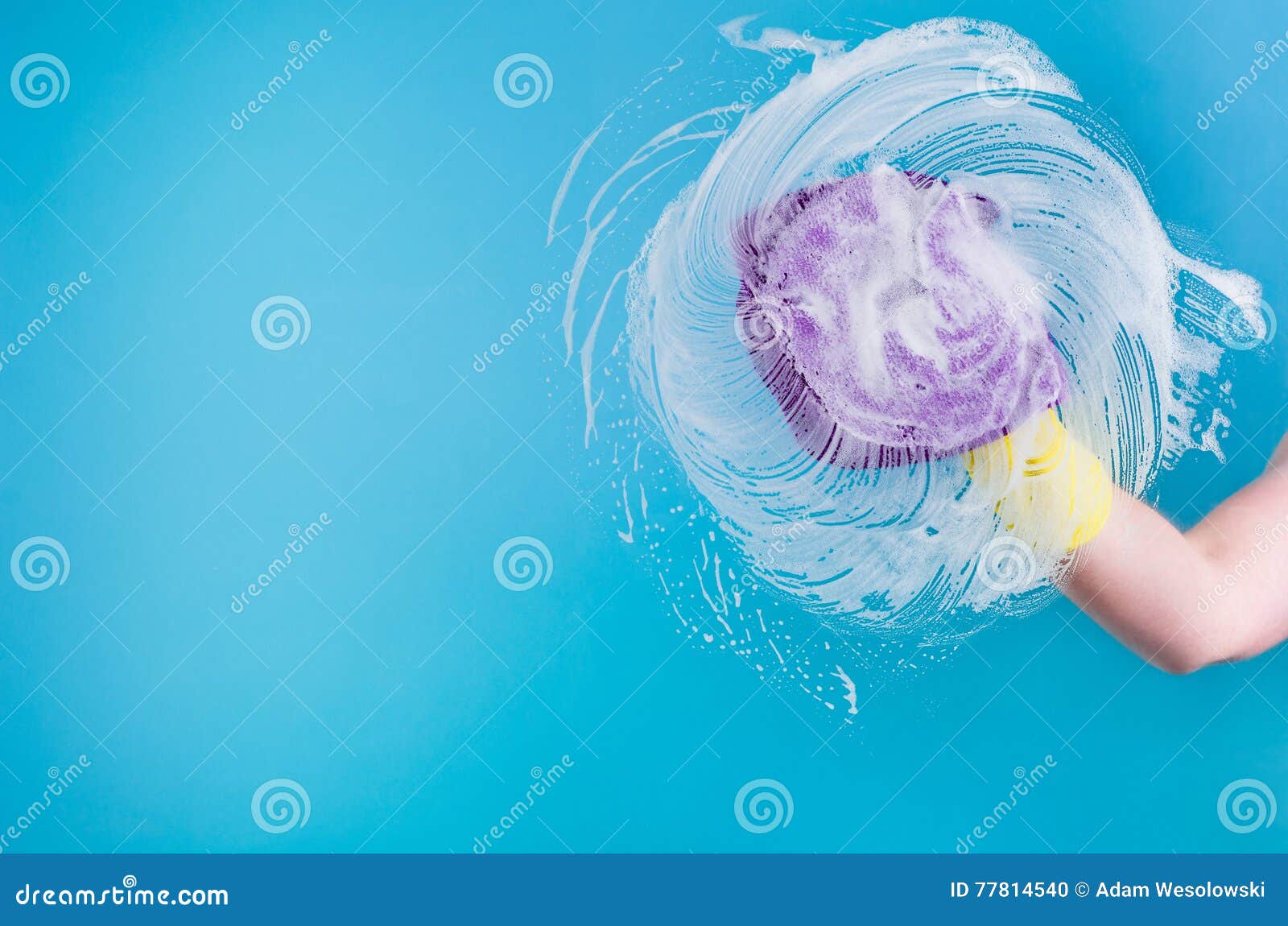 Hand Cleaning a Window or Glass Stock Photo - Image of bathroom ...