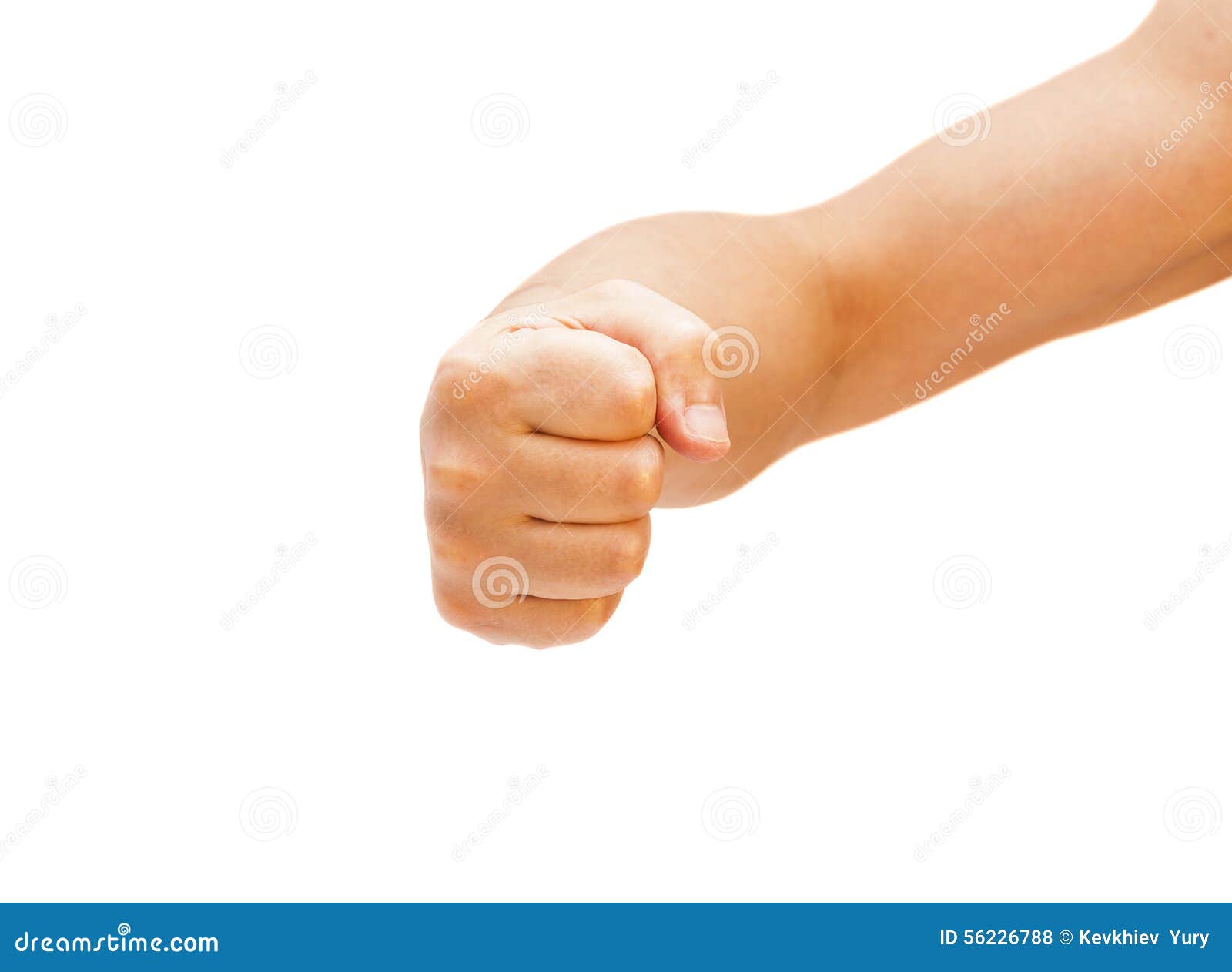 Hand Is Clenched Into A Fist On A Blue Background Royalty-Free Stock ...