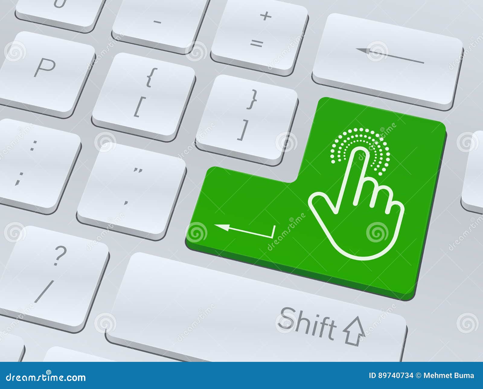 Hand Click Concept on Button of White Computer Keyboard. Stock Vector ...