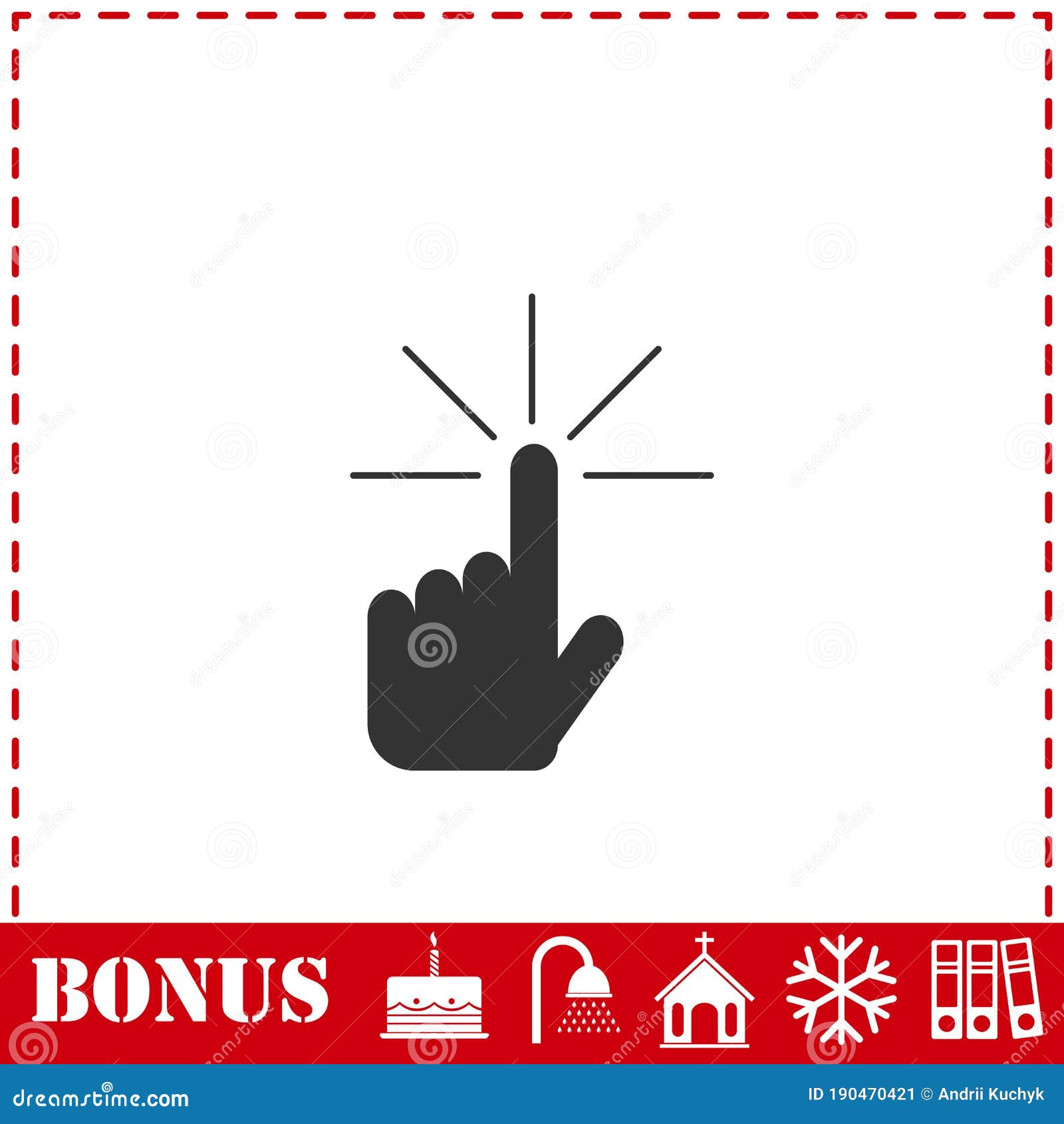 Hand click icon flat stock illustration. Illustration of icon - 190470421