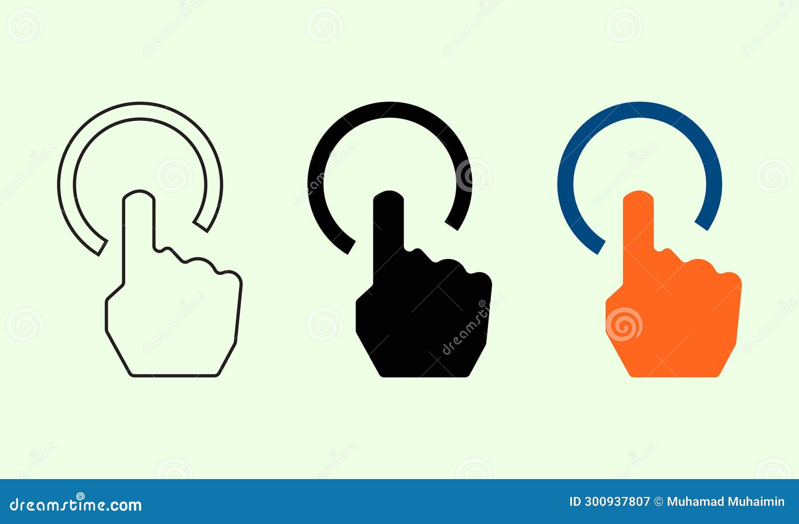 Hand Click Icon Set. Indicating Signs and Symbols Stock Vector ...