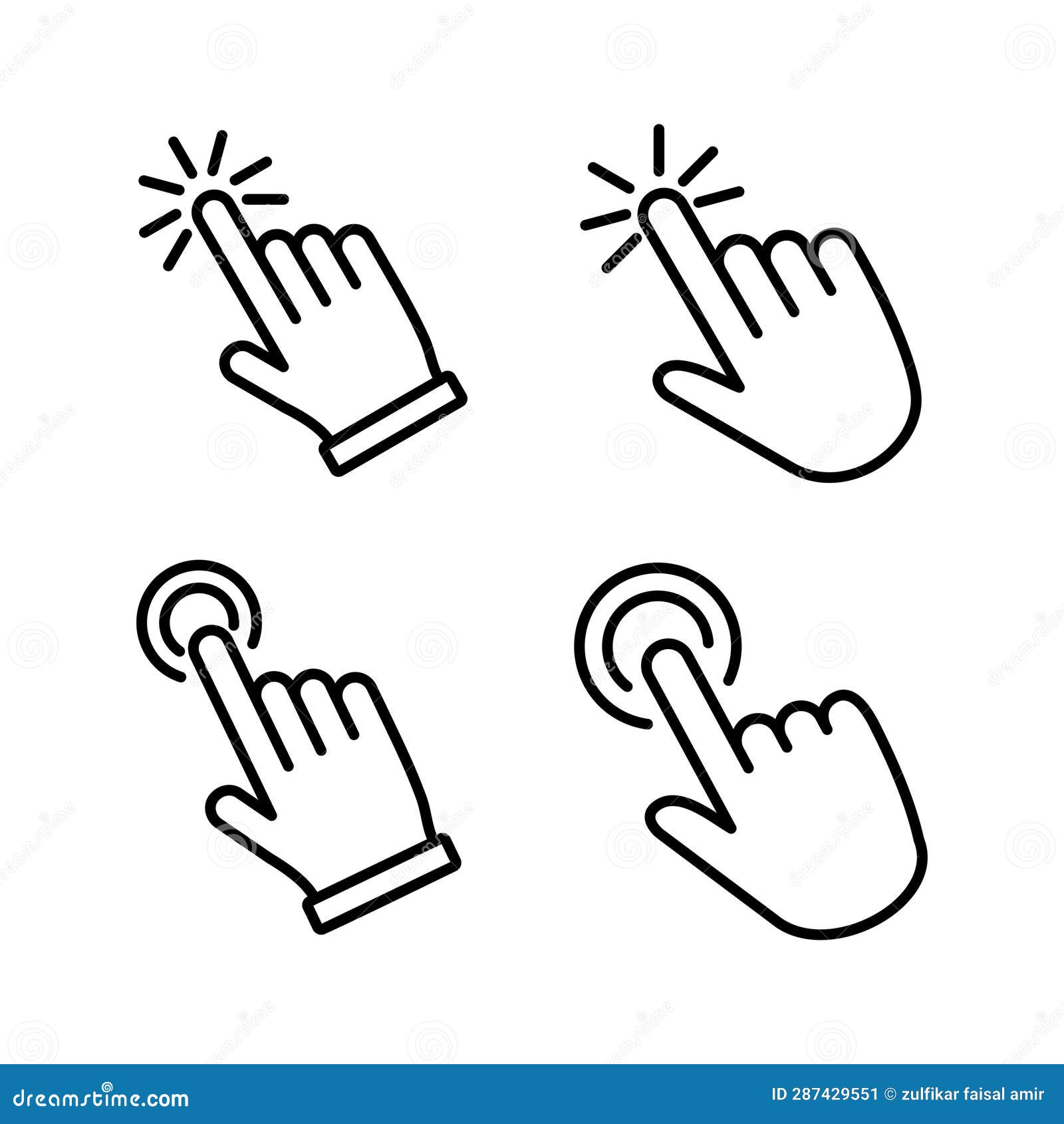 Hand Click Icon . Clicking Finger Icon. Pointer Icon Stock Vector ...