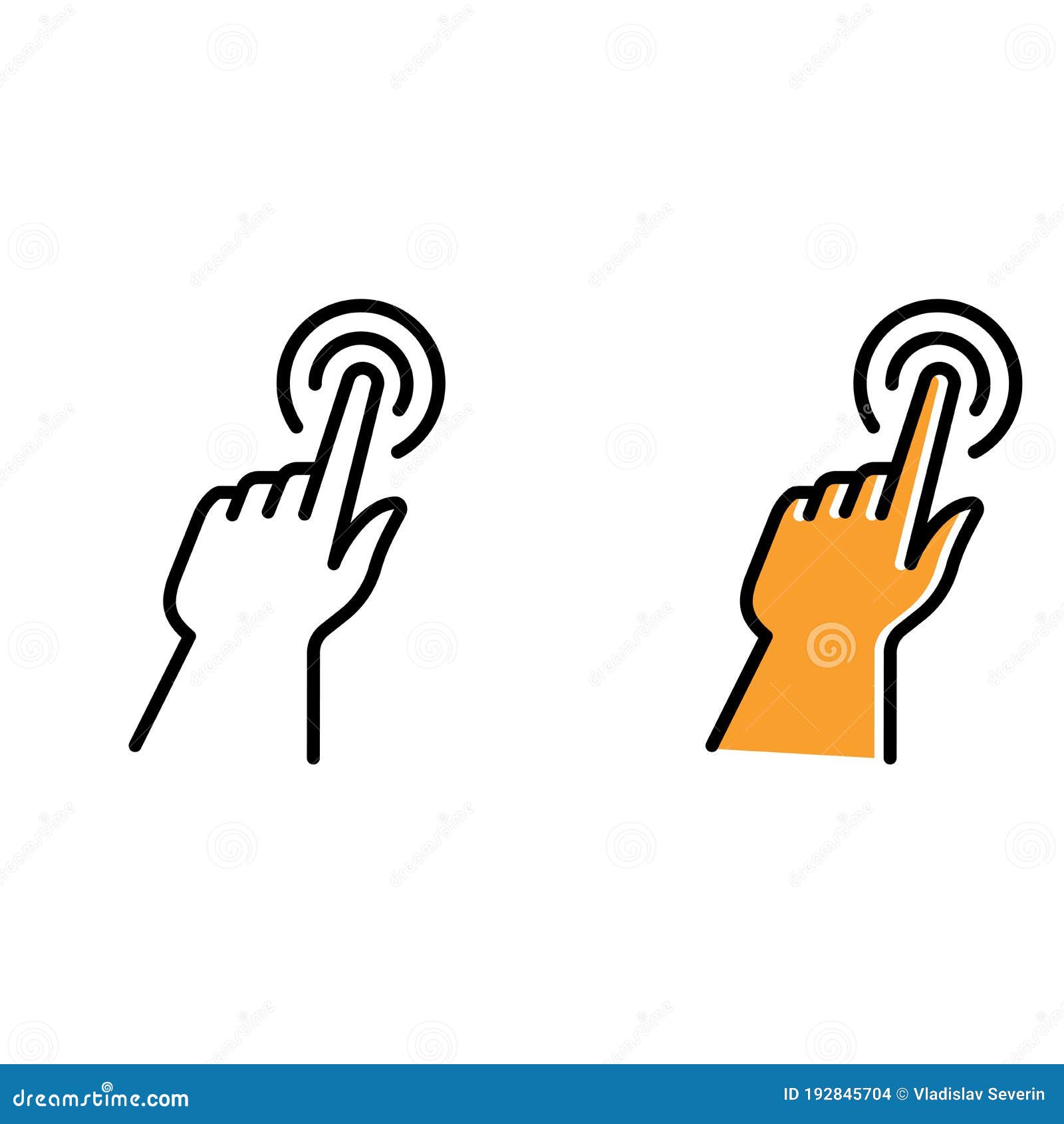 Hand Click Outline and Glyph Icons Stock Vector - Illustration of ...