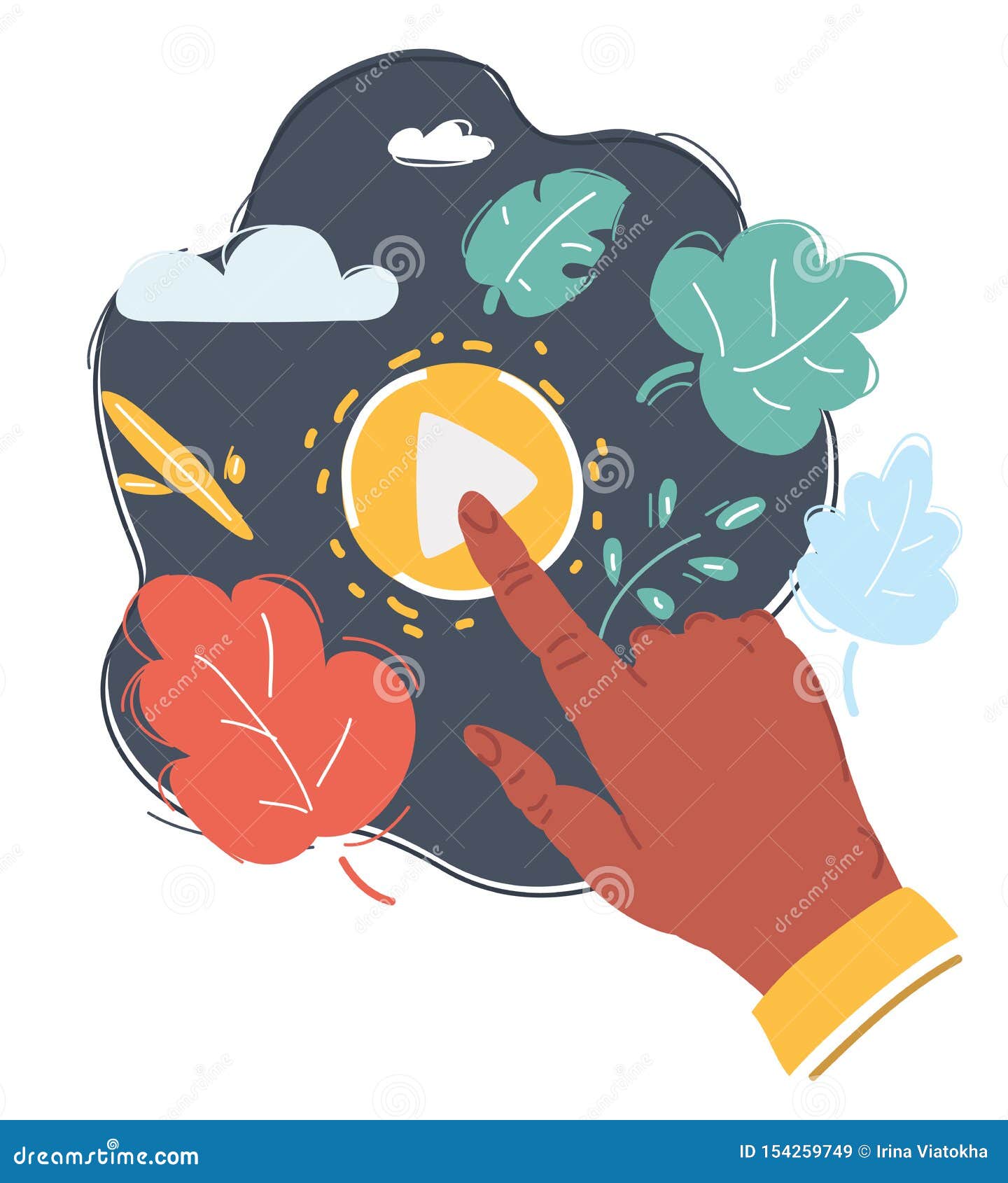 Hand Click Play Button for Play Media. Stock Vector - Illustration of ...