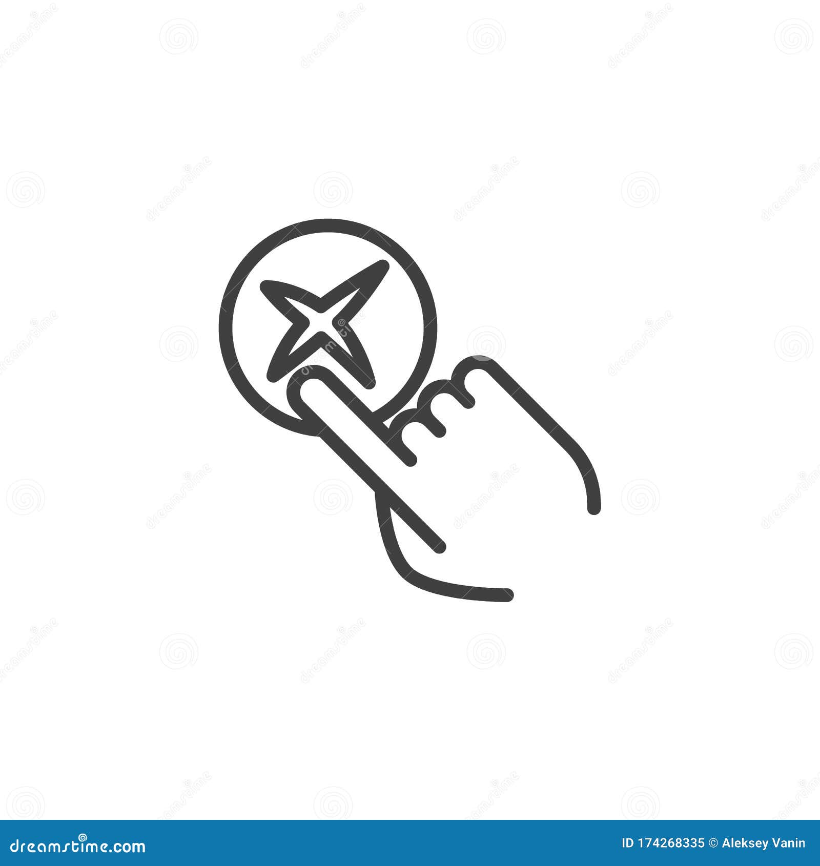 Hand Click Reject Mark Line Icon Stock Vector - Illustration of line ...