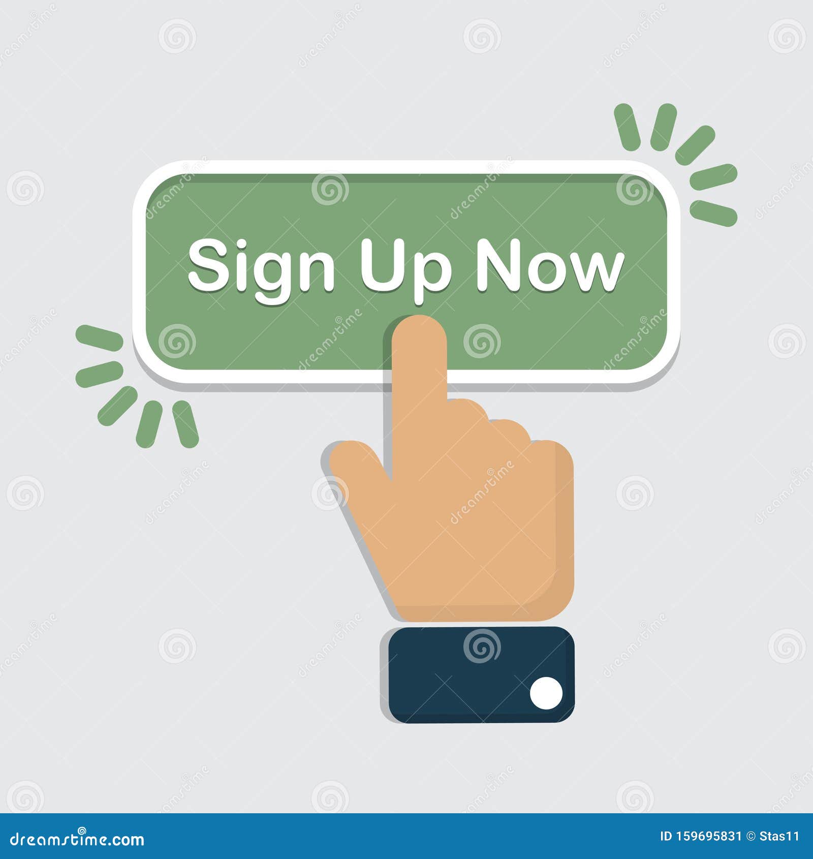 Hand Click on Sign Up Now Button in a Flat Design Stock Vector ...