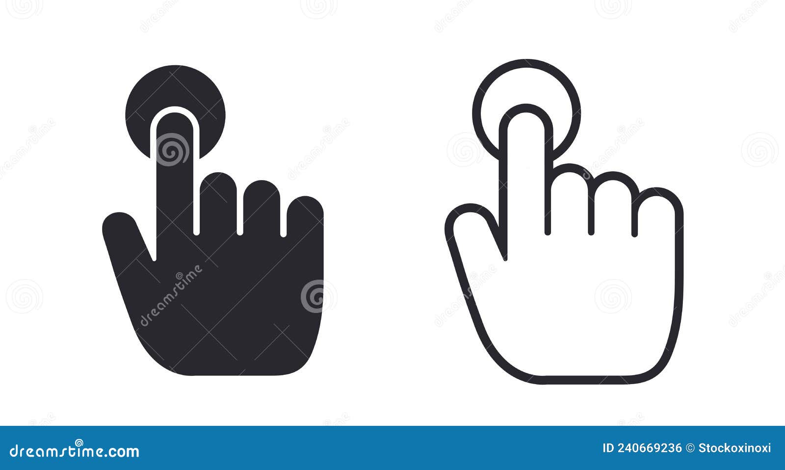 Hand Click or Touch Button Icon Stock Vector - Illustration of vector ...