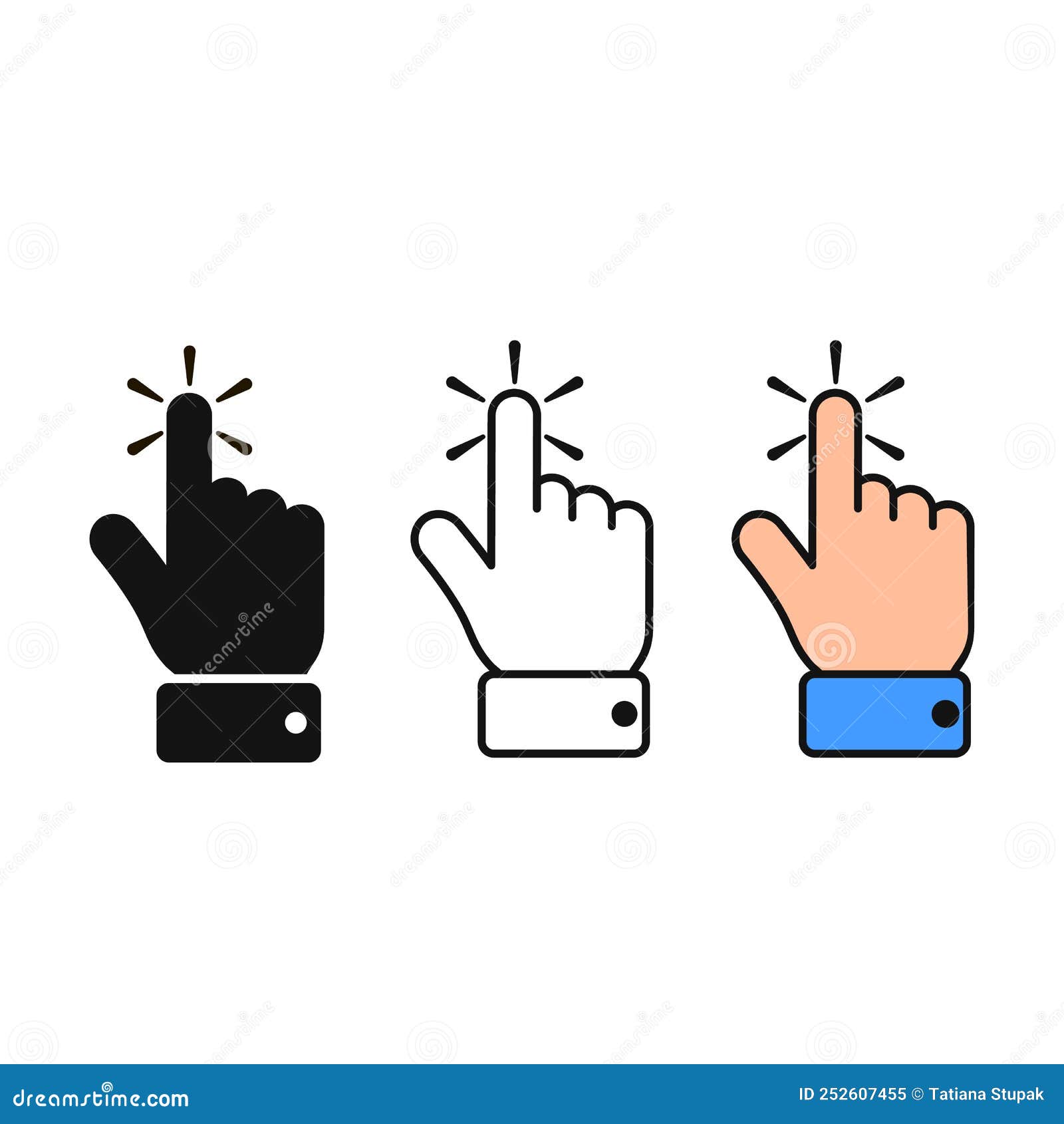 Hand Click Touch Icon Set, Vector Isolated Symbol Stock Illustration ...