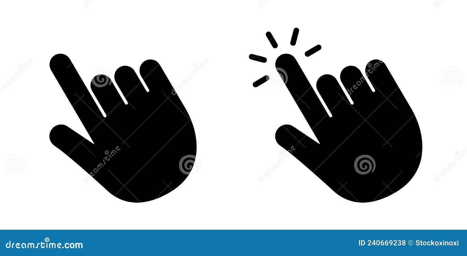Hand Click Touch and Push Button Icon Stock Vector - Illustration of ...