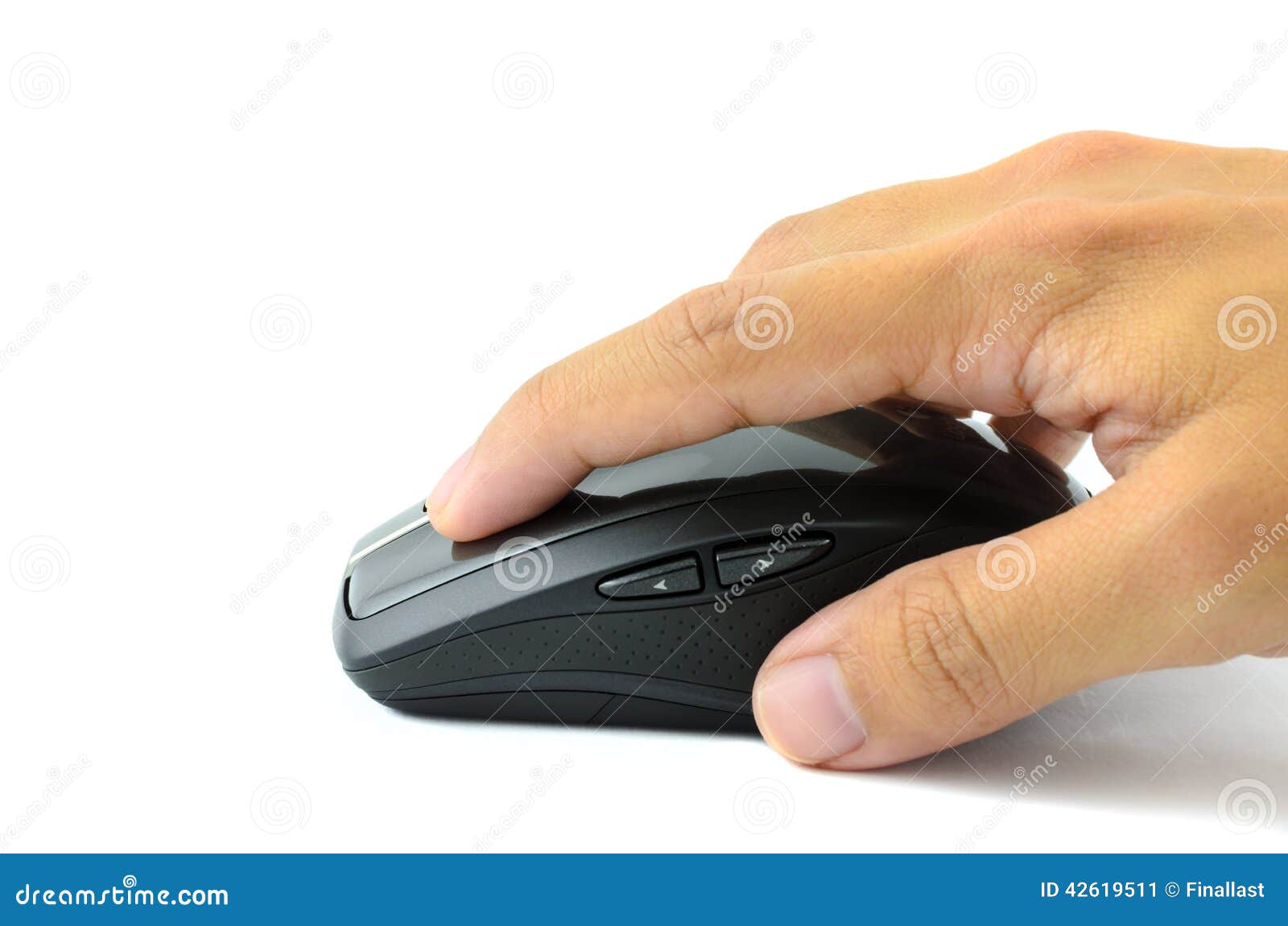 Hand Clicking Computer Wireless Mouse Stock Image - Image of grey ...