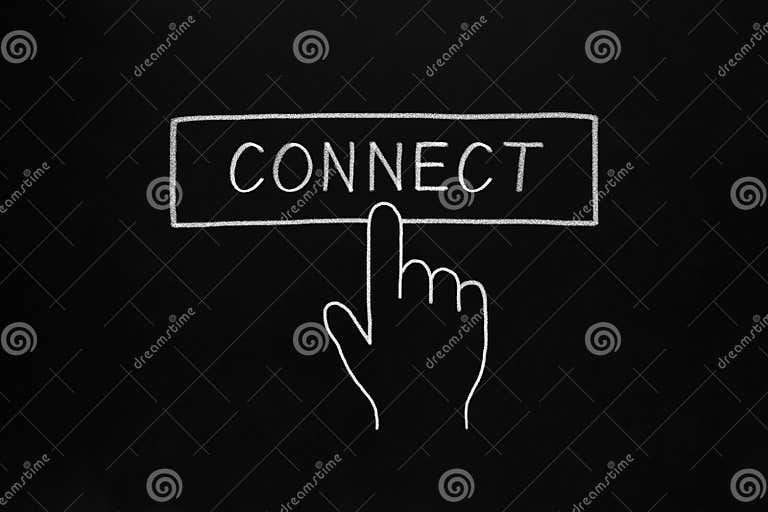 Hand Clicking Connect Button Stock Photo - Image of internet ...