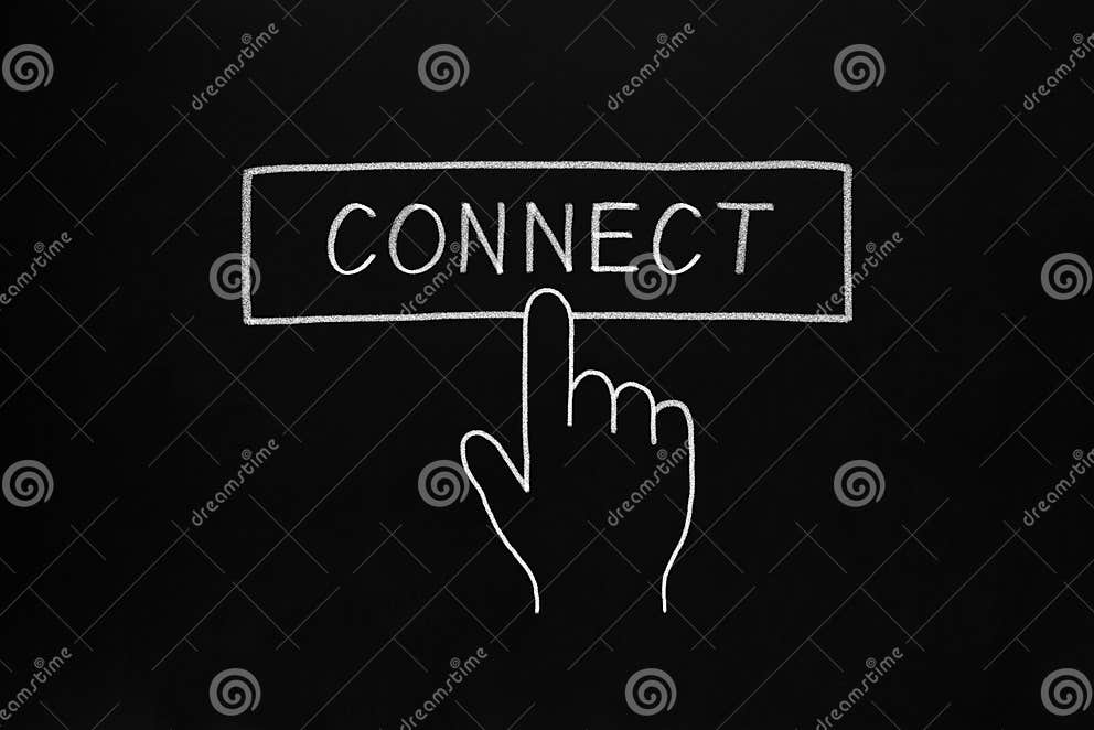 Hand Clicking Connect Button Stock Photo - Image of internet ...