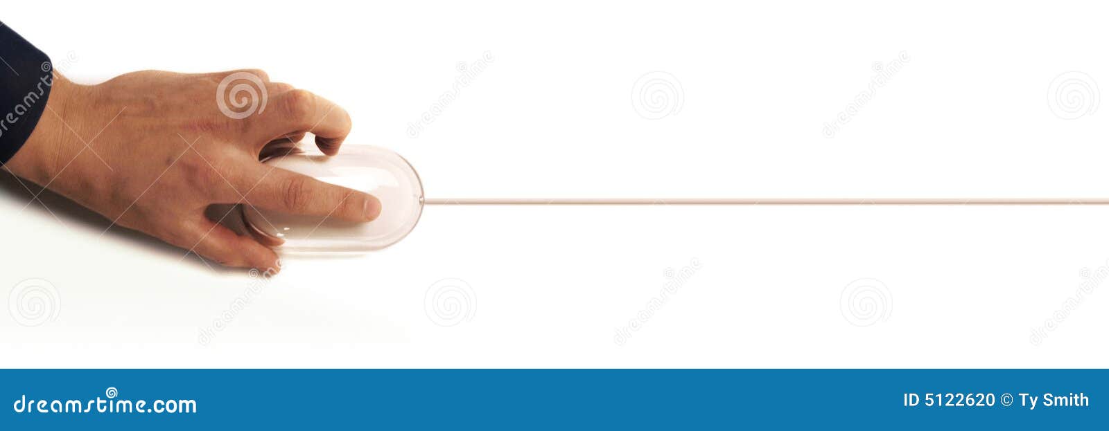 Hand Clicking Computer Mouse Isolated On White Background A Female ...