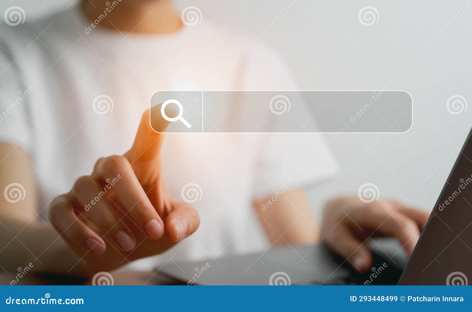 Hand Clicking Search Bar, Searching Information on Internet Stock Image ...