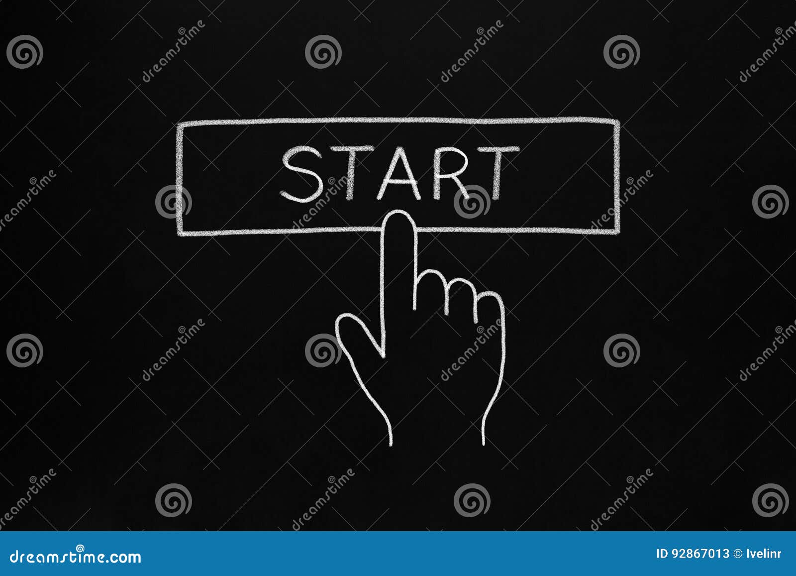 Hand Clicking Start Button stock illustration. Illustration of forward ...