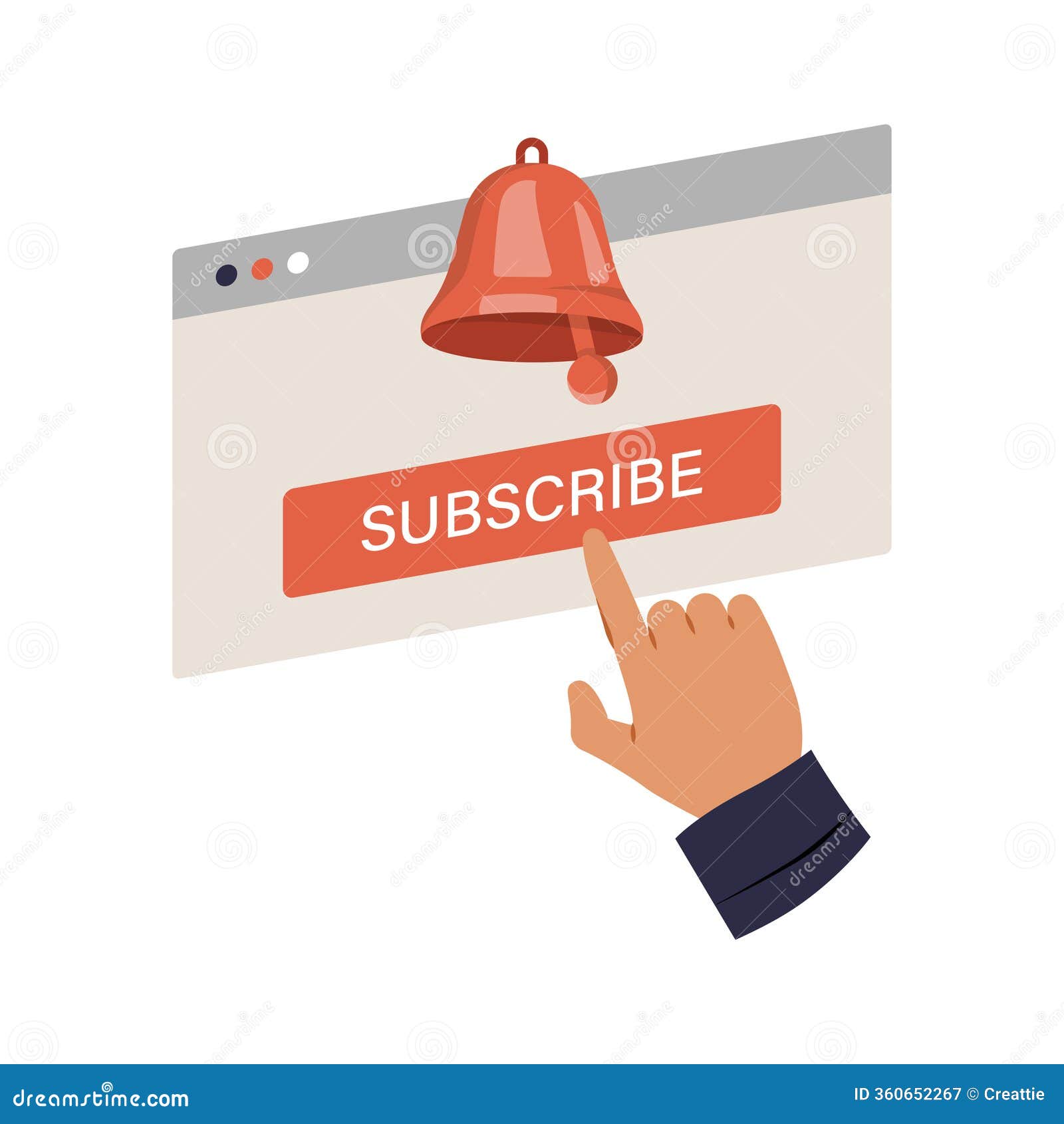Hand Clicking Subscribe Button on Website in Flat Vector Illustration ...
