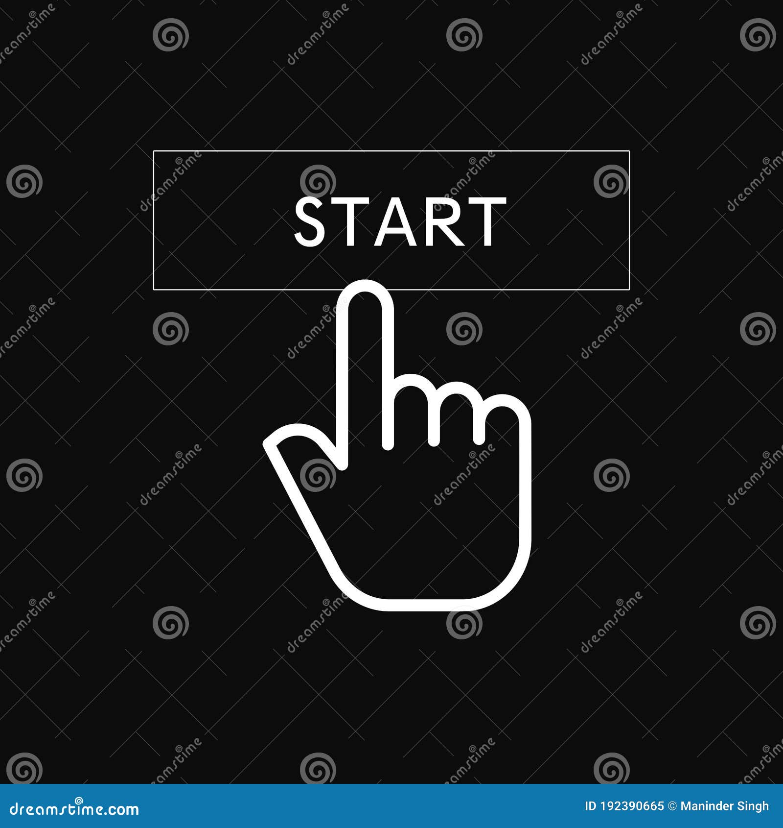 Hand Clicking Start Button. Stock Illustration - Illustration of ...