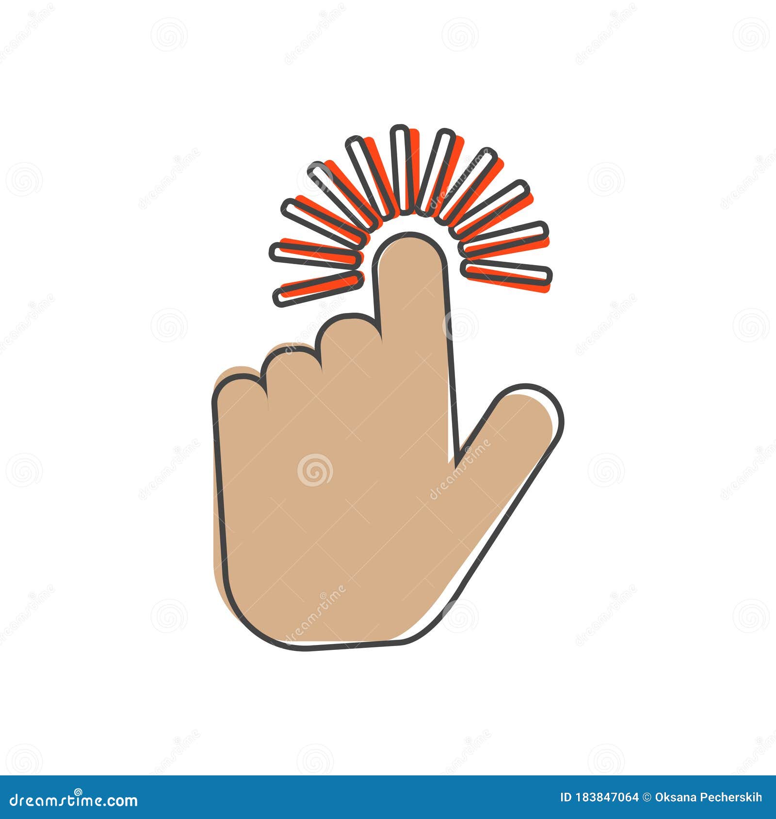 The Hand Clicks on the Button. Cursor Icon Cartoon Style on White ...