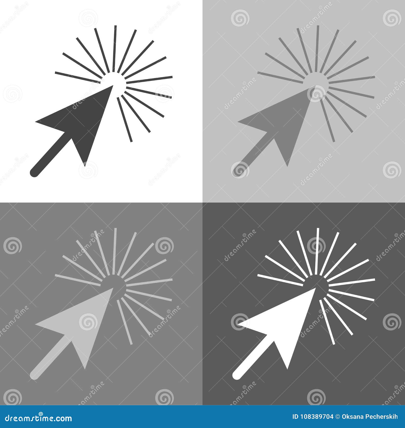 The Hand Clicks on the Button. Cursor Vector Set Icon on White-grey ...