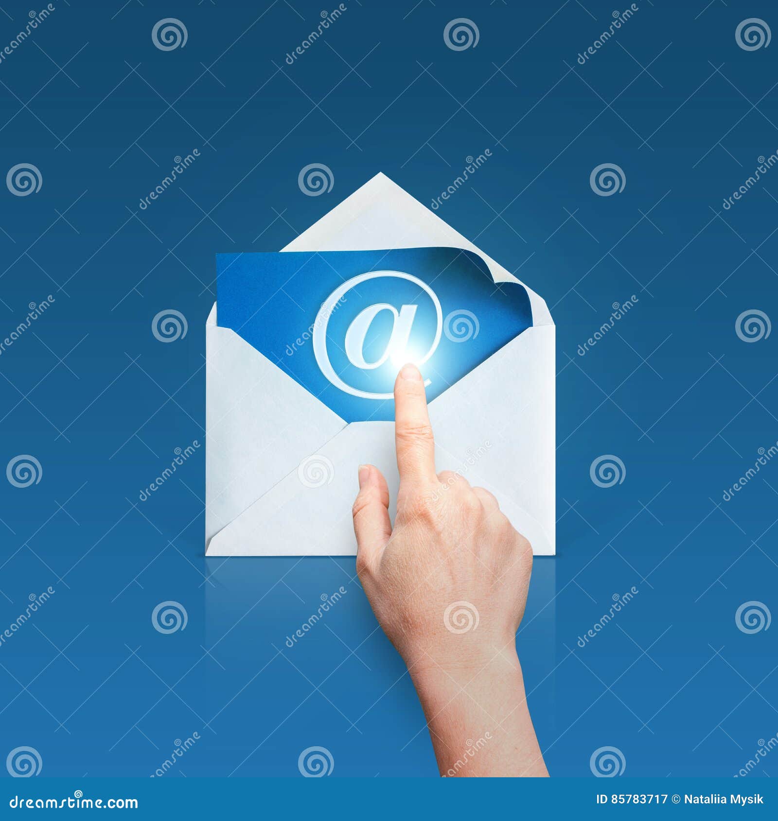 Hand clicks on an email. stock image. Image of icon, office - 85783717
