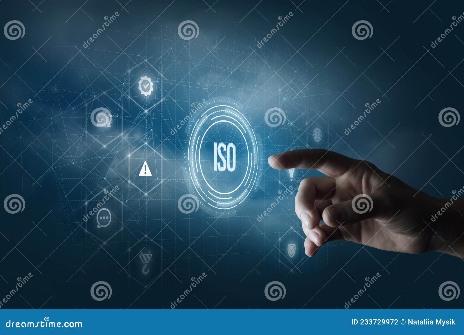 Hand Clicks on an Iso Standards Interface Stock Photo - Image of icon ...