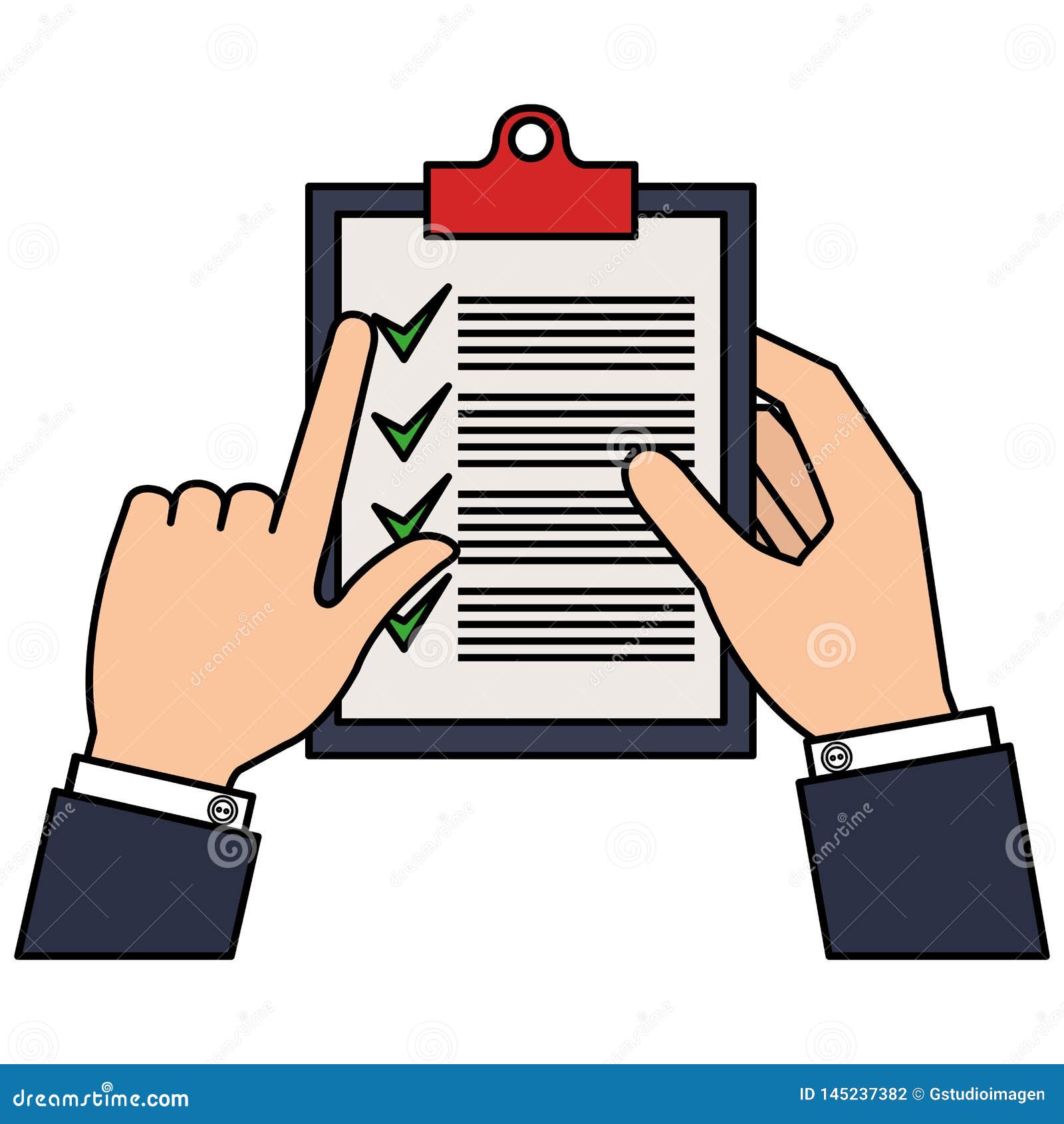 Hand with Clipboard Checklist Stock Illustration - Illustration of ...