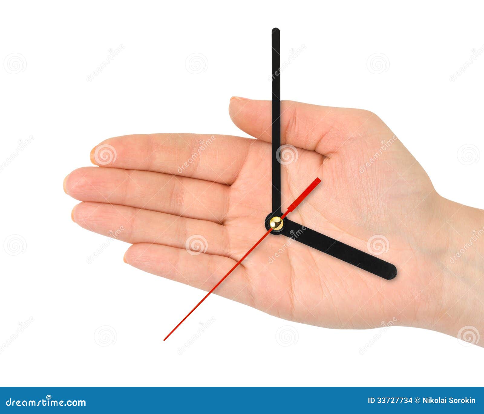 Hand with clock-hands stock photo. Image of abstract - 33727734