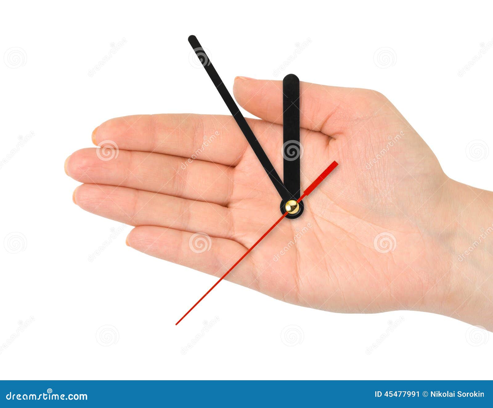 Hand with clock-hands stock image. Image of number, arrow - 45477991