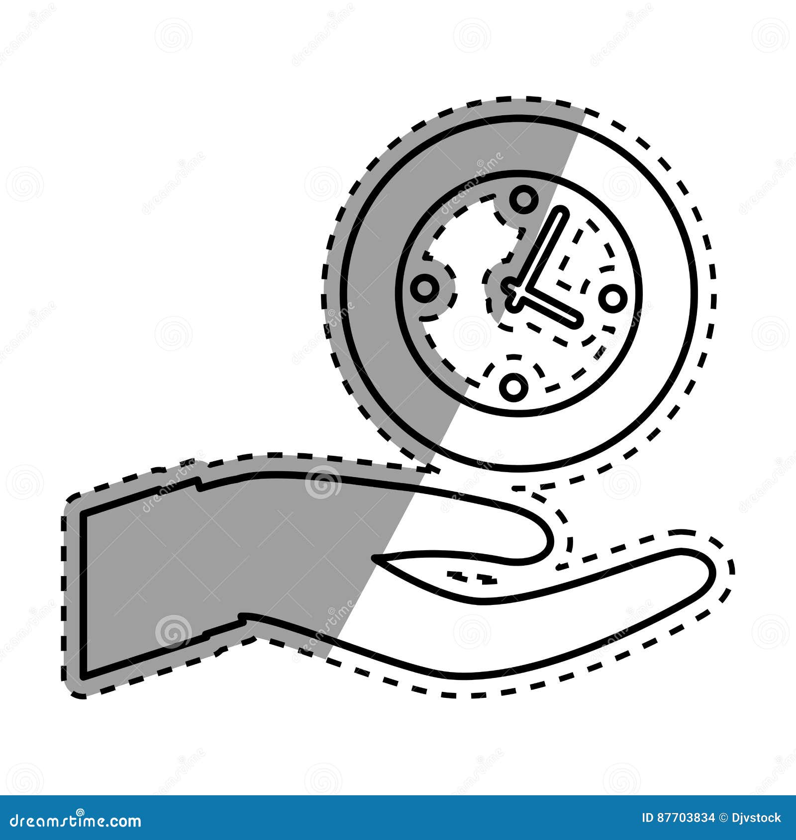Hand with clock stock illustration. Illustration of hour - 87703834