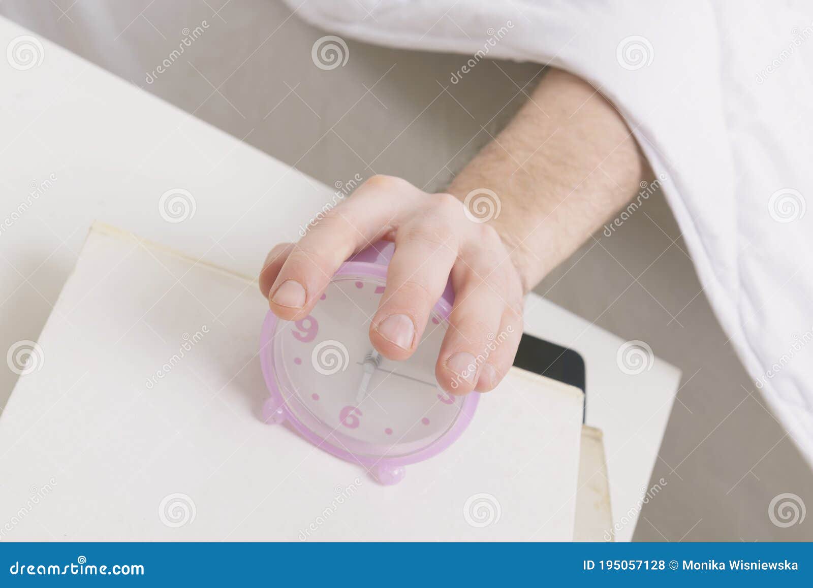 Hand on clock stock photo. Image of tired, lifestyle - 195057128
