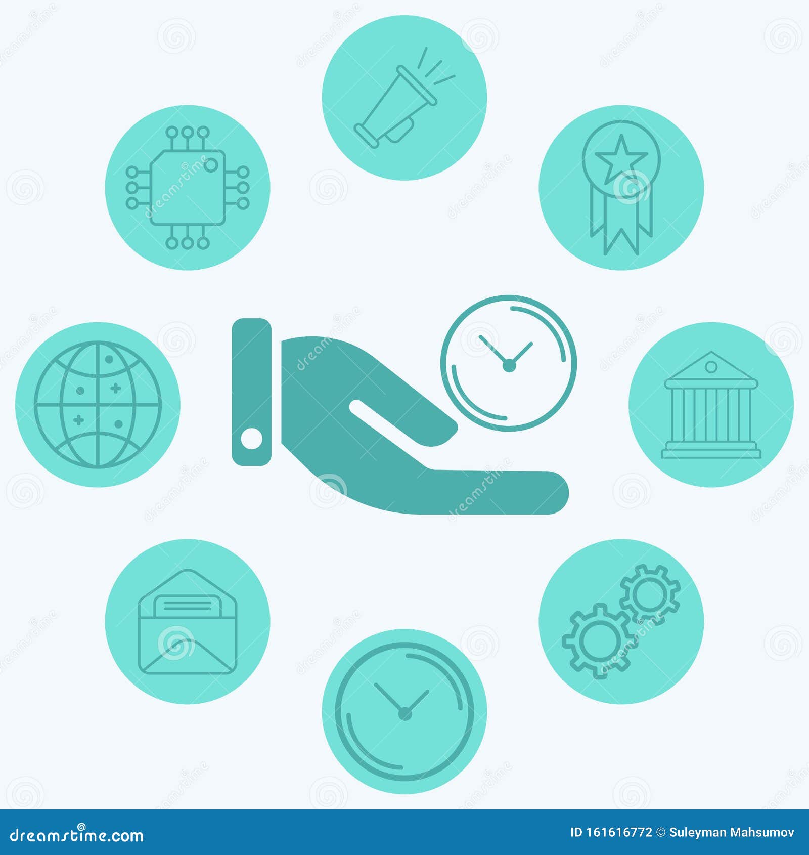 Hand with Clock Vector Icon Sign Symbol Stock Illustration ...