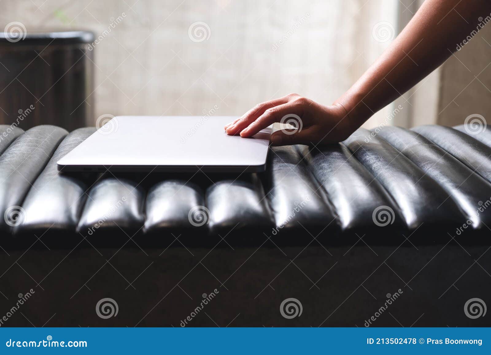 A Hand Close or Open a Laptop Computer Stock Photo - Image of network ...