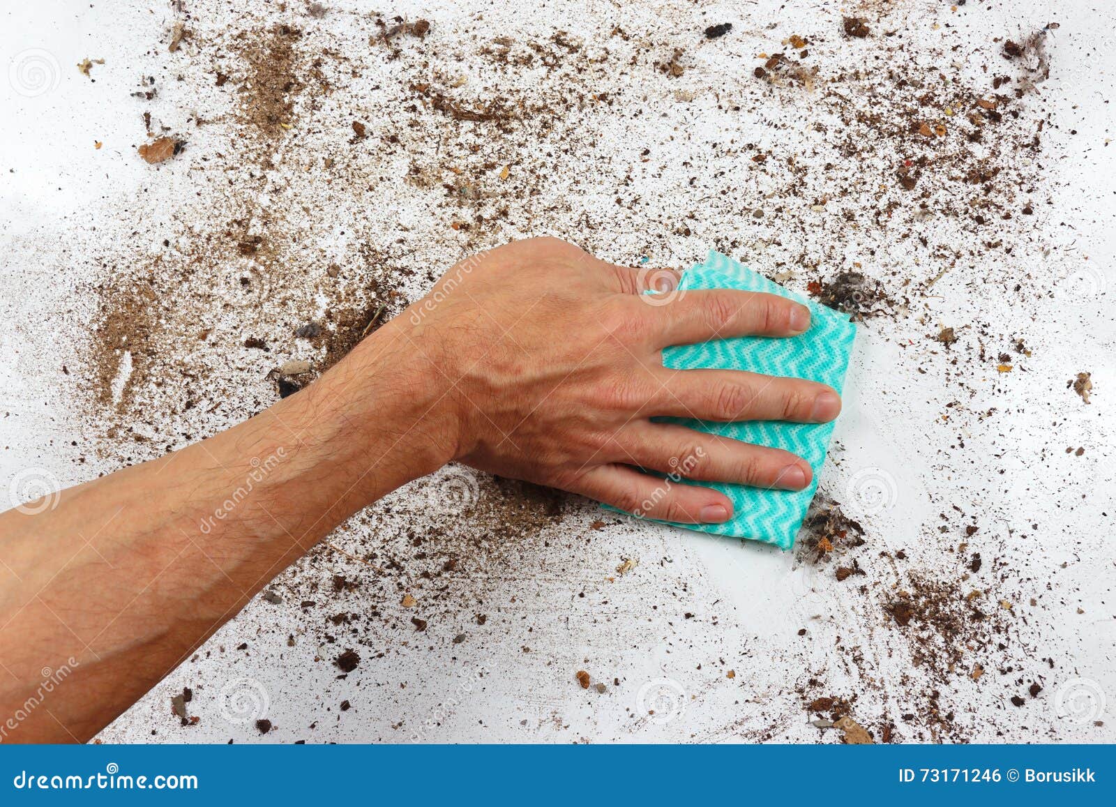Hand with Cloth Cleans Very Dirty Surface Stock Photo - Image of ...