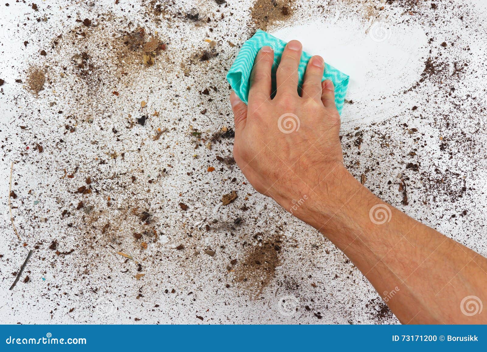 Hand with Cloth Wiping Dirty Surface Stock Photo - Image of hygiene ...